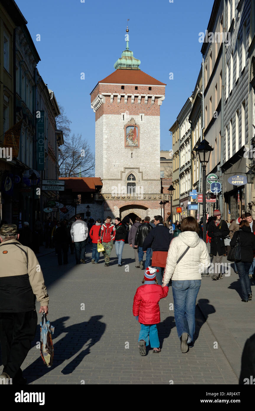 Florianska street leading to the Florian Tower Krakow Stock Photo - Alamy