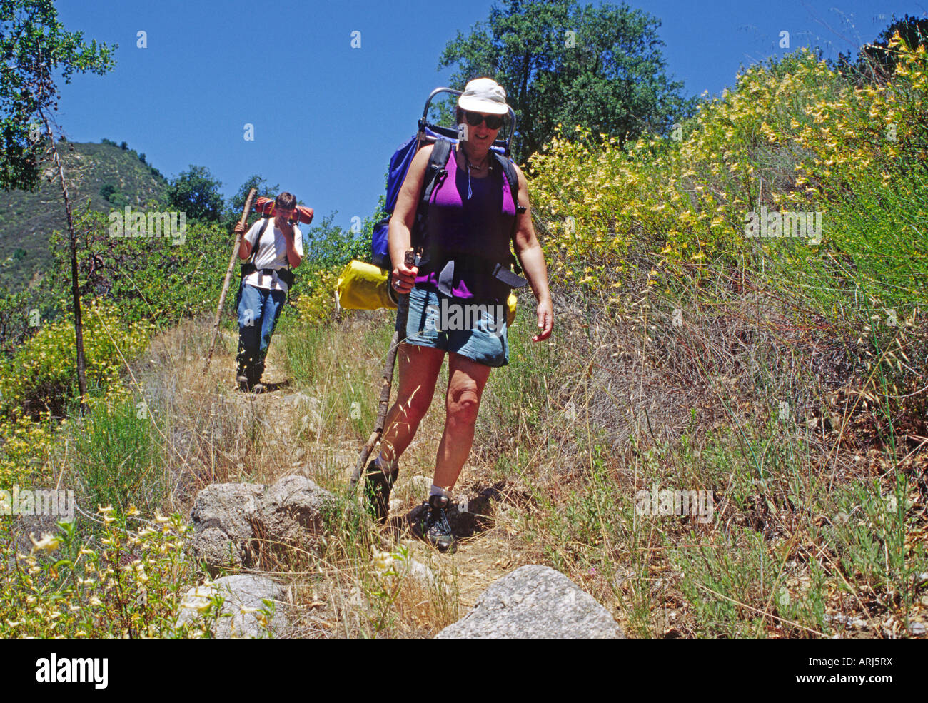 BACKPACKERS on trail between Pine Valley Los Padres Dam VENTANA ...