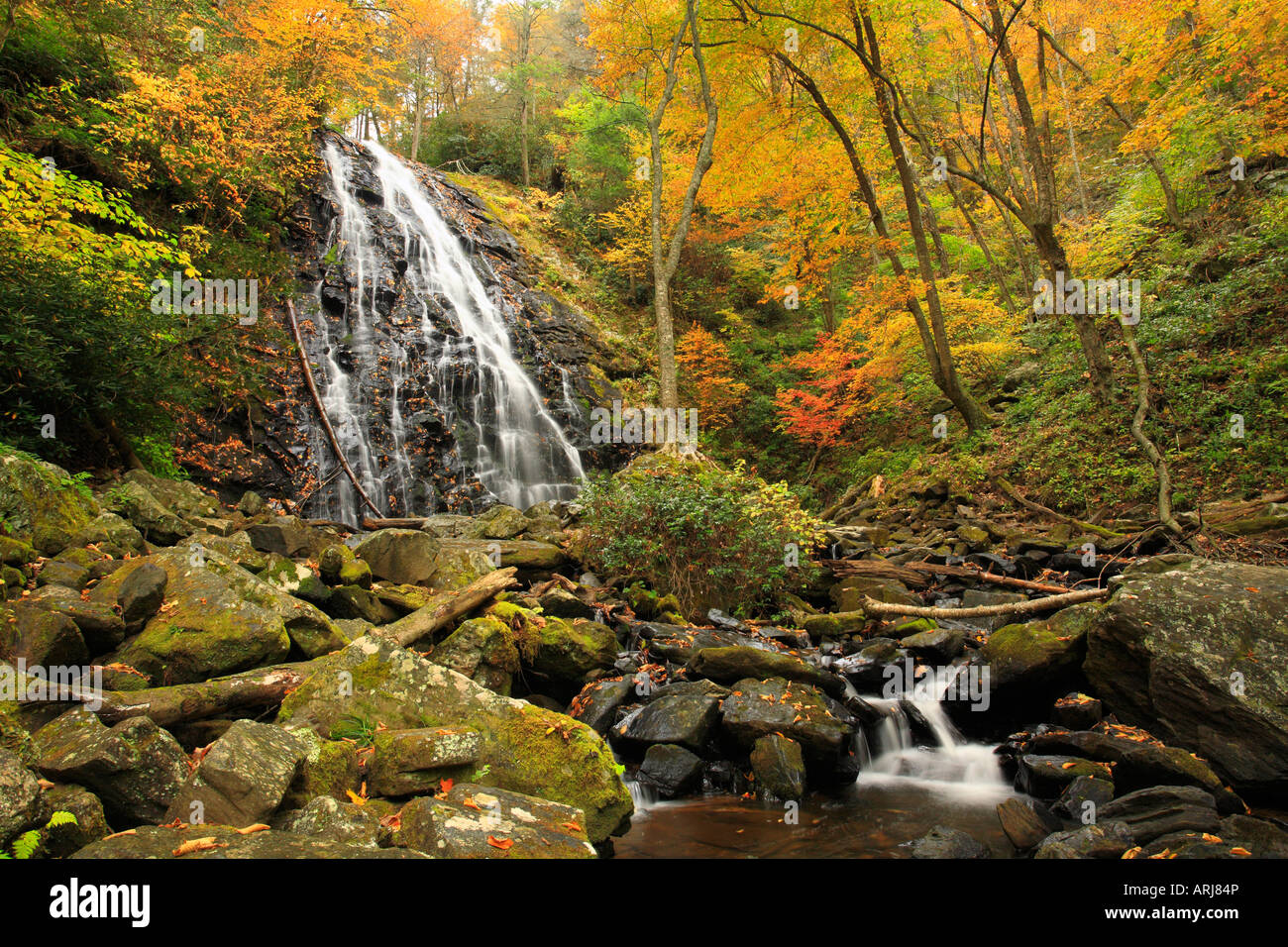 Crabtree Meadows Falls, Blue Ridge Parkway, North Carolina, USA Stock ...