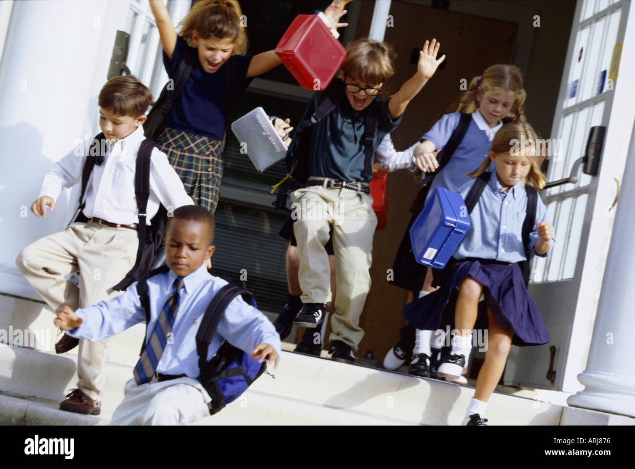 School children kids running rush hi-res stock photography and images ...