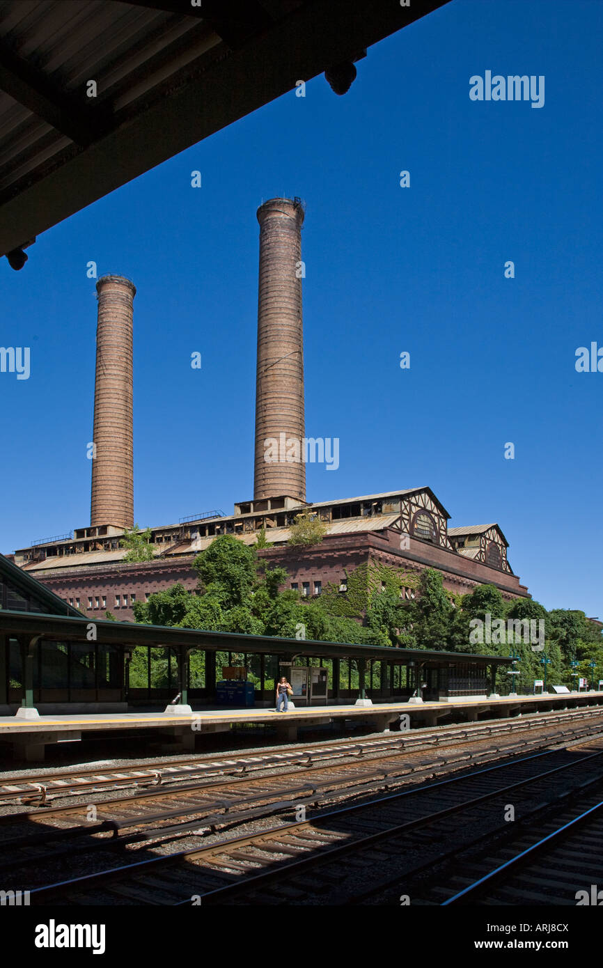 Abandoned factory next METRO NORTH station YONKERS NEW YORK Stock Photo ...