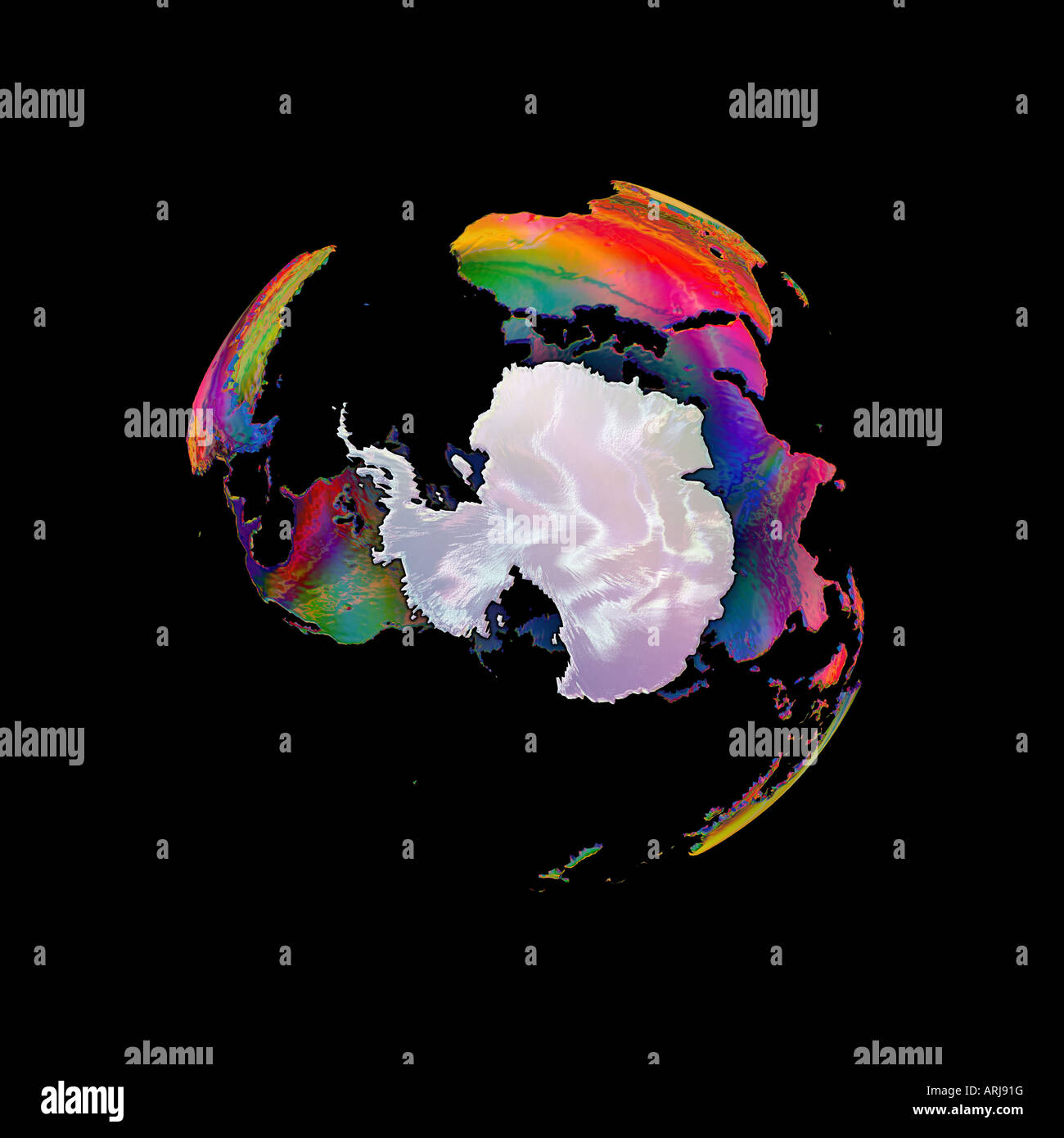 Stylized map of Antarctica in light subtle tones and continents in ...