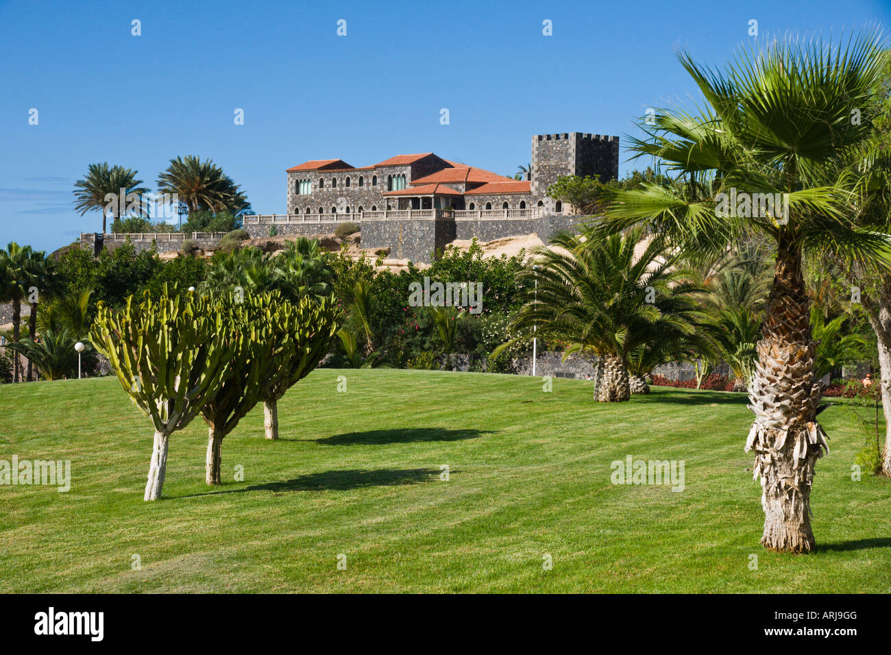 Tenerife Duke's Castle Bahia del Duque Costa Adeje with gardens Stock ...
