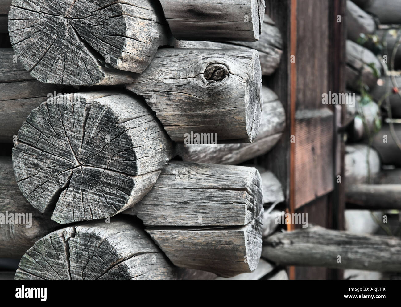 Log Cabin - details in portrait Stock Photo - Alamy