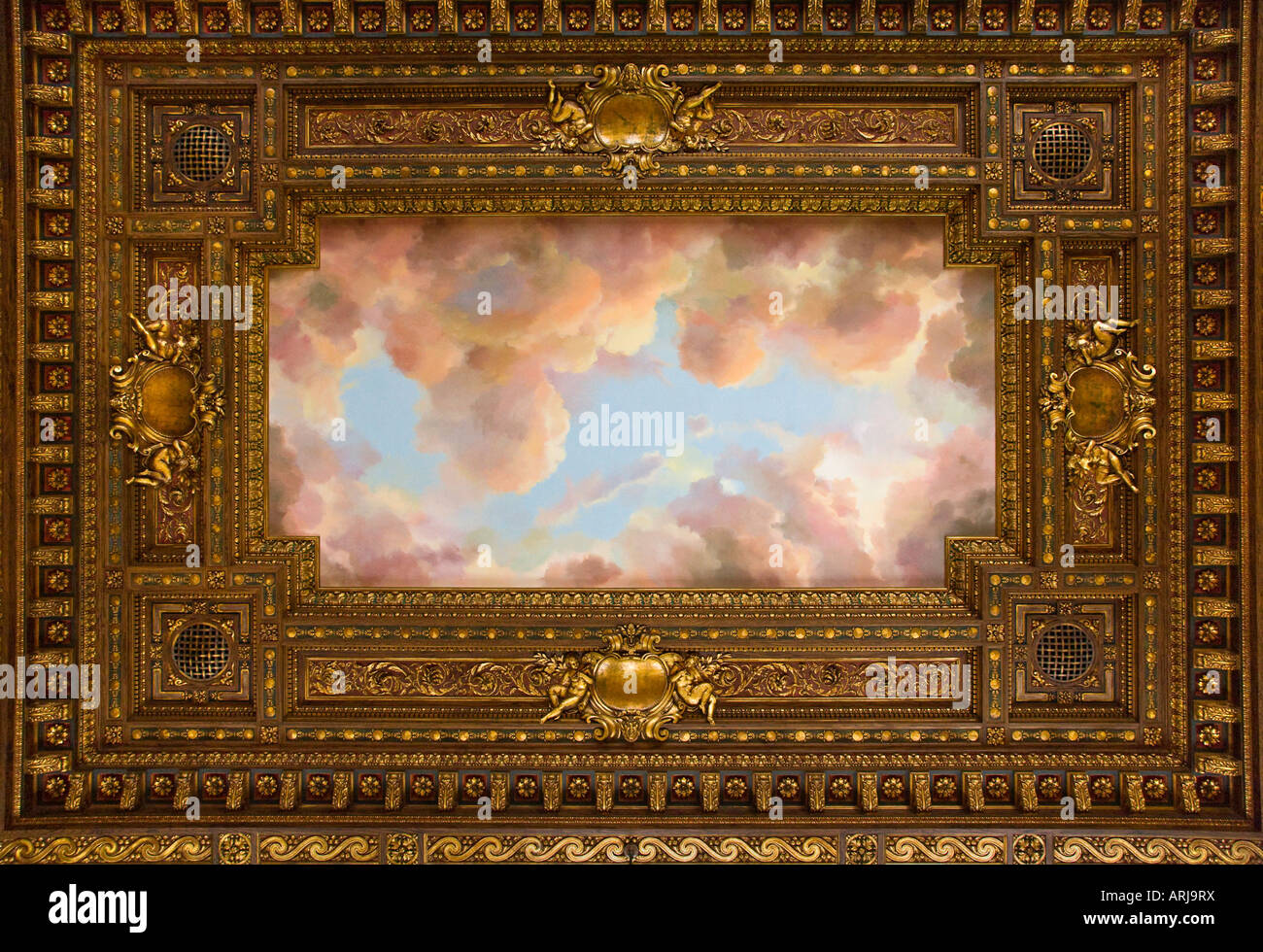 CEILING MURAL ROSE READING ROOM NEW YORK CITY PUBLIC LIBRARY Stock ...