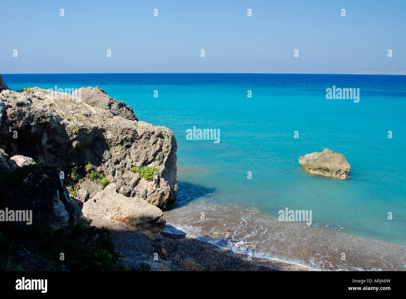 Northern coastline and beaches, Rhodes, Dodecanese, Aegean Sea, Greece ...