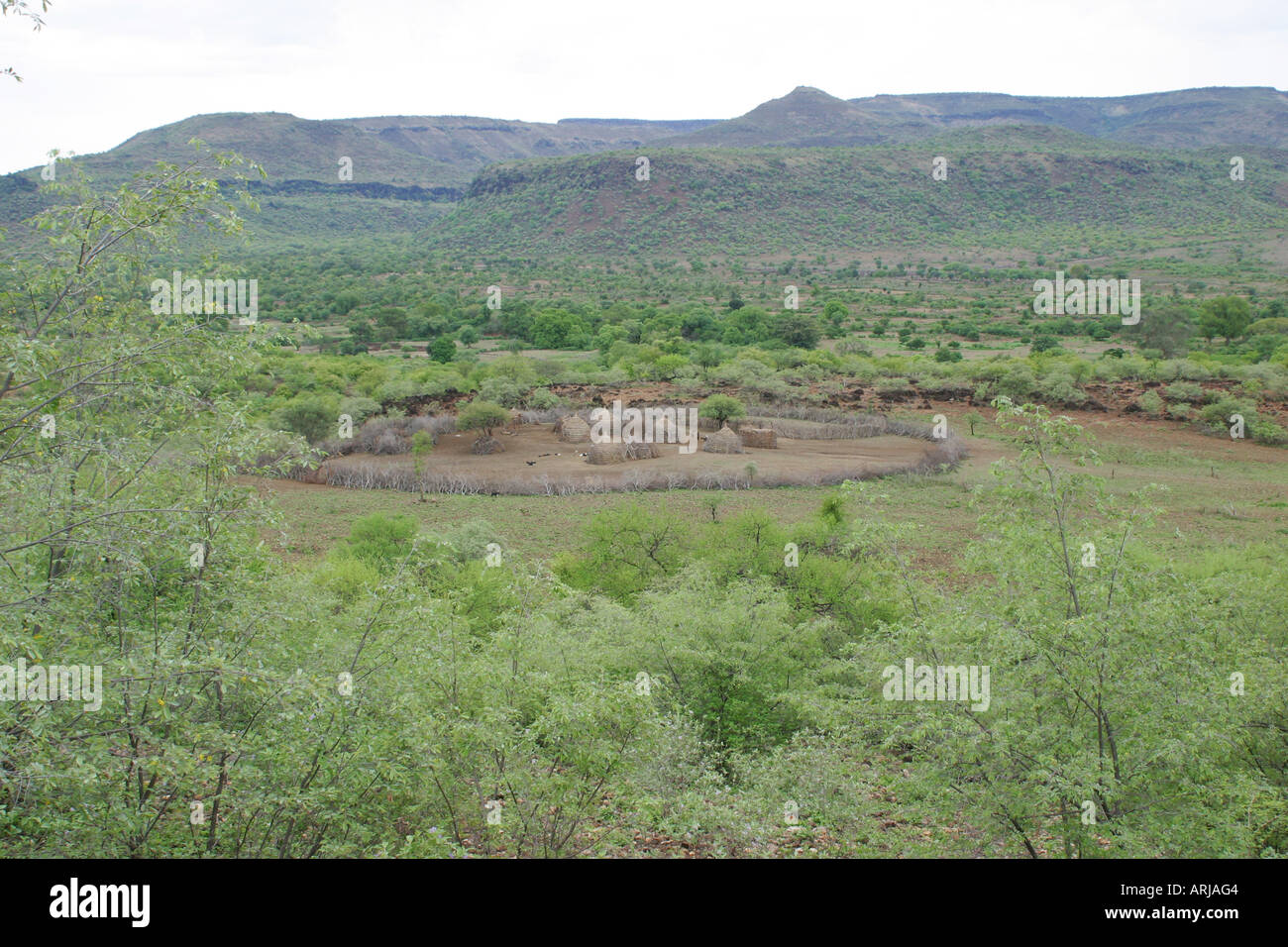 Toposa village in savanna, Sudan Stock Photo - Alamy