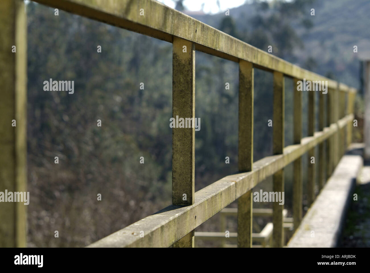 yellow rail for walking protection Stock Photo - Alamy