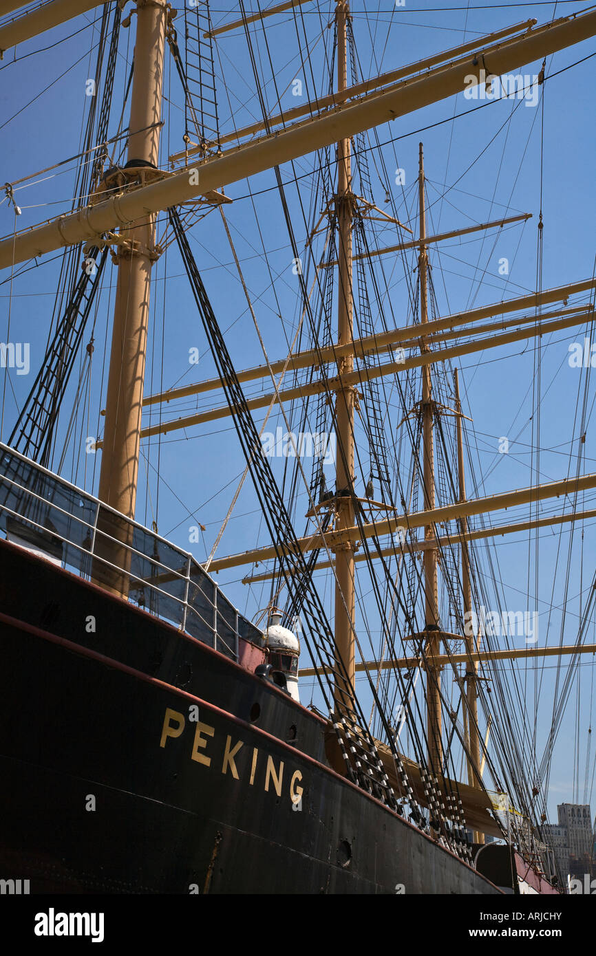 MASTS and CABLES atop the PEKING SHIP SOUTH STREET SEAPORT NEW YORK ...