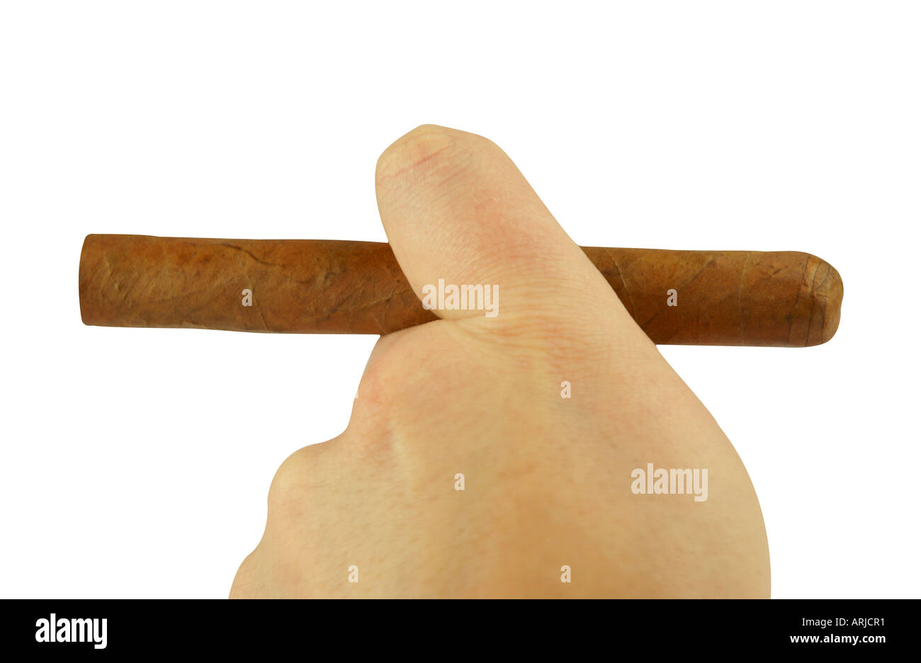 Male hand holding unlit cigar Stock Photo - Alamy