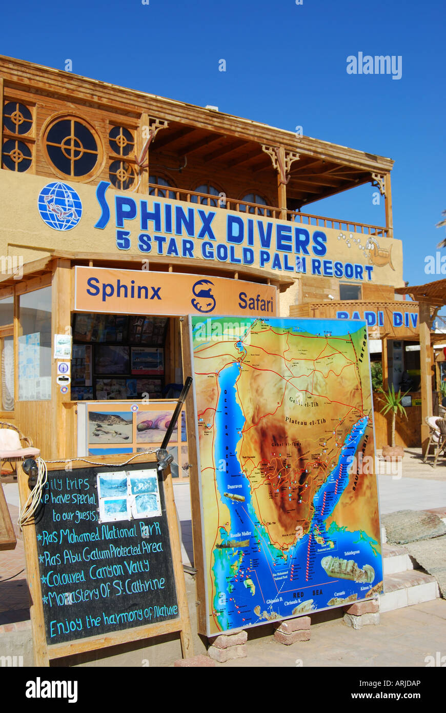 Promenade beachfront Dive Centre, Dahab, Sinai Peninsula, Republic of ...