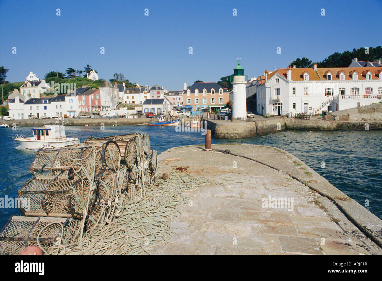 Harbour, Sauzon, Belle Ile en Mer island, Brittany, France, Europe ...