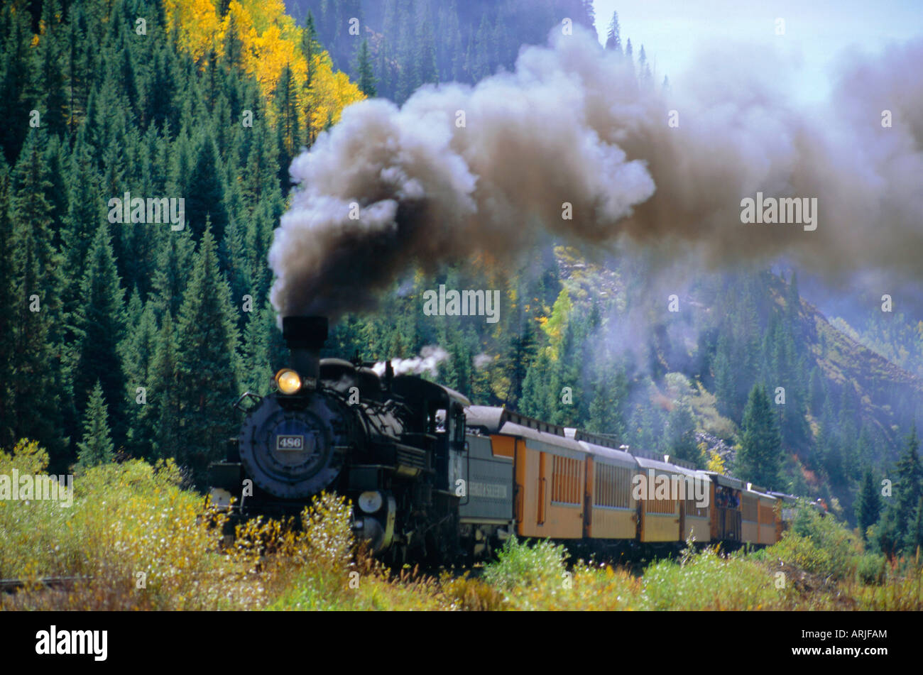 Steam train, Durango & Silverton Railroad, Silverton, Colorado, USA ...