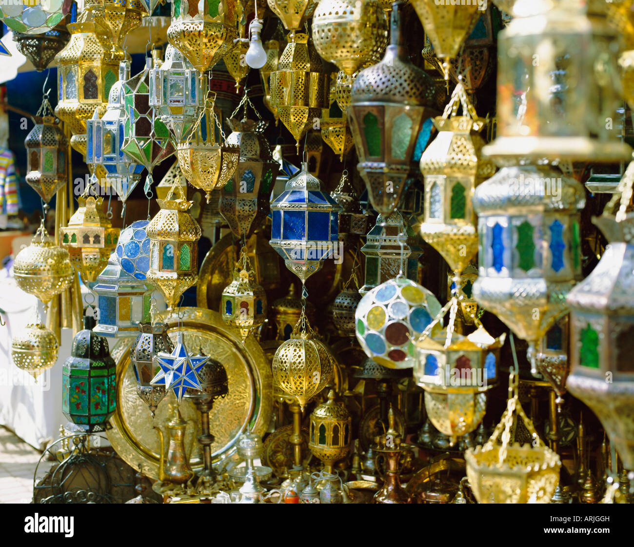 Lanterns for sale in the souk near the Djemaa el Fna (Jemaa el Fna ...