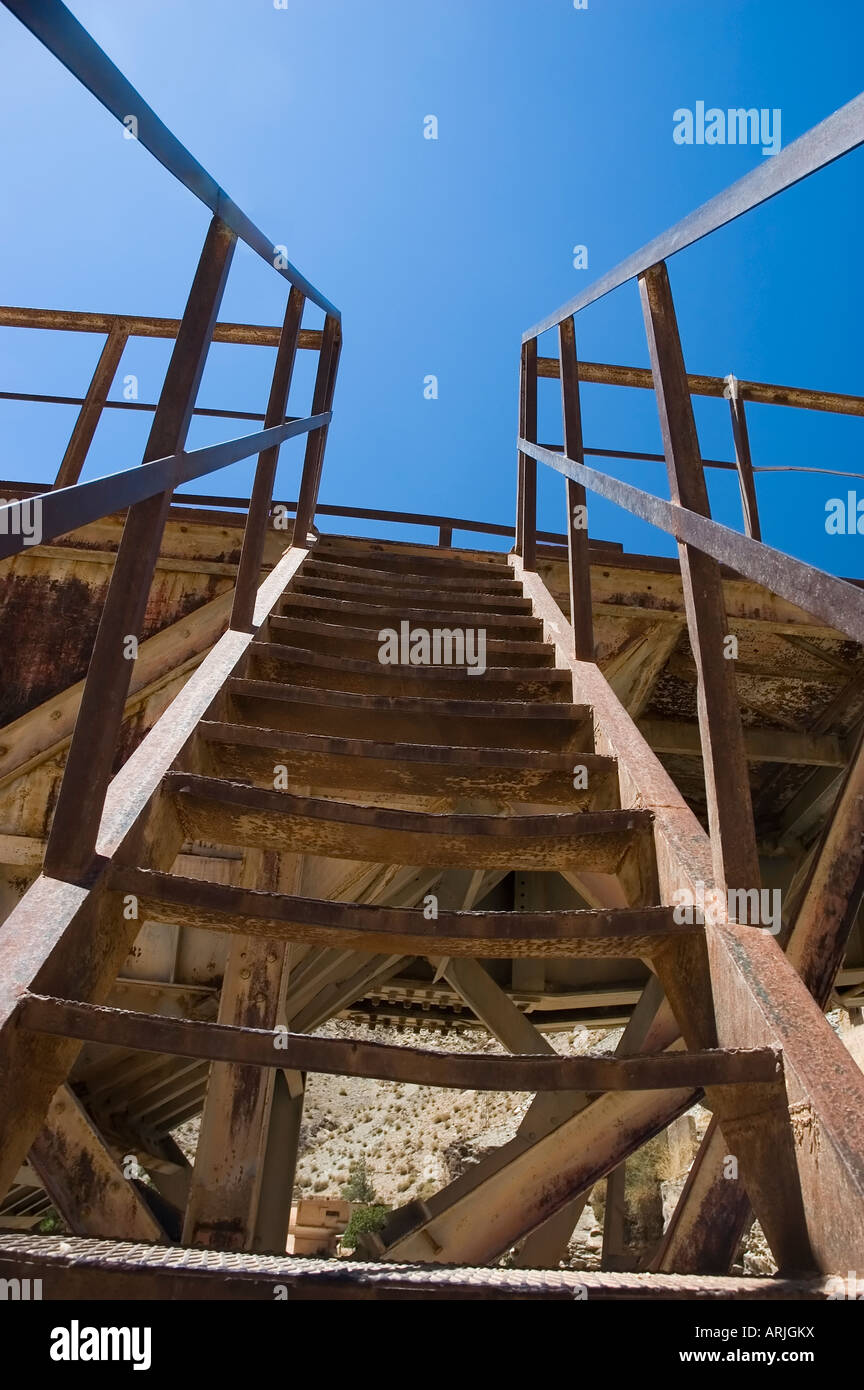 Abandoned and rusty stair of the deserted lead and silver mine of Aouli ...