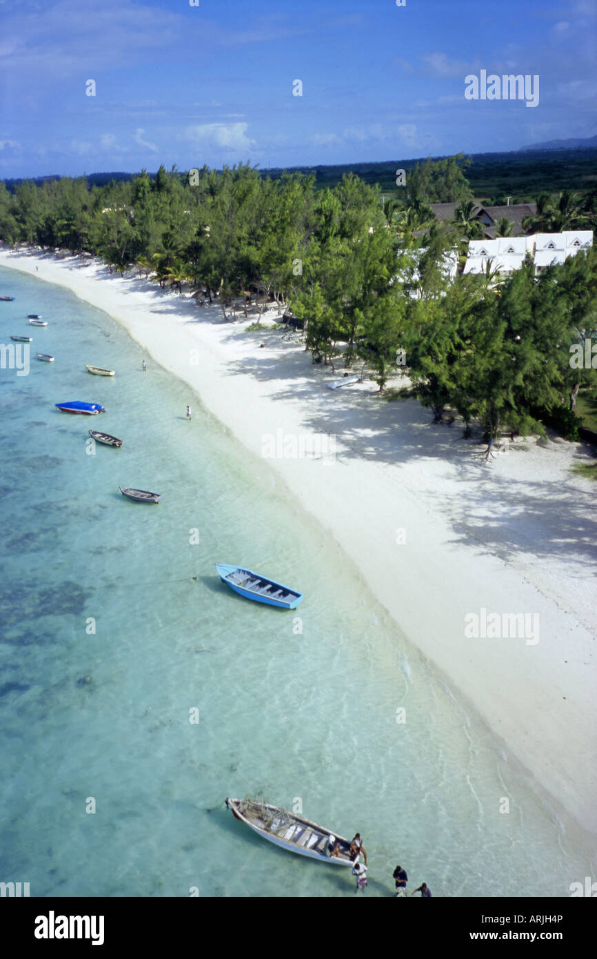 Aerial view of beach, Reunion Island, Department of France, Indian ...