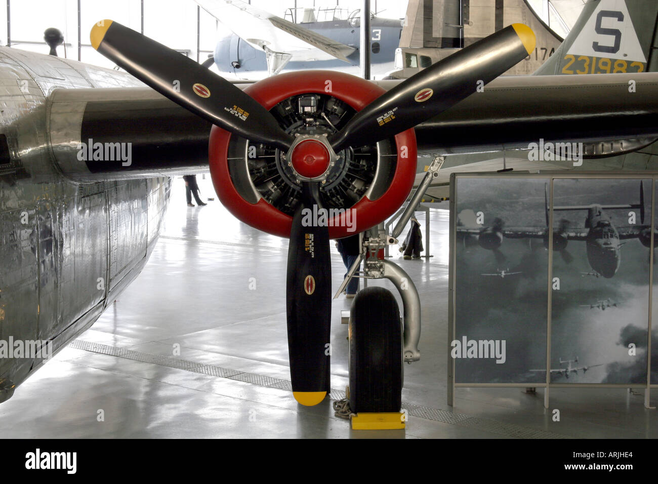 The engine and propeller from a Consolidated B-24M Liberator on display ...