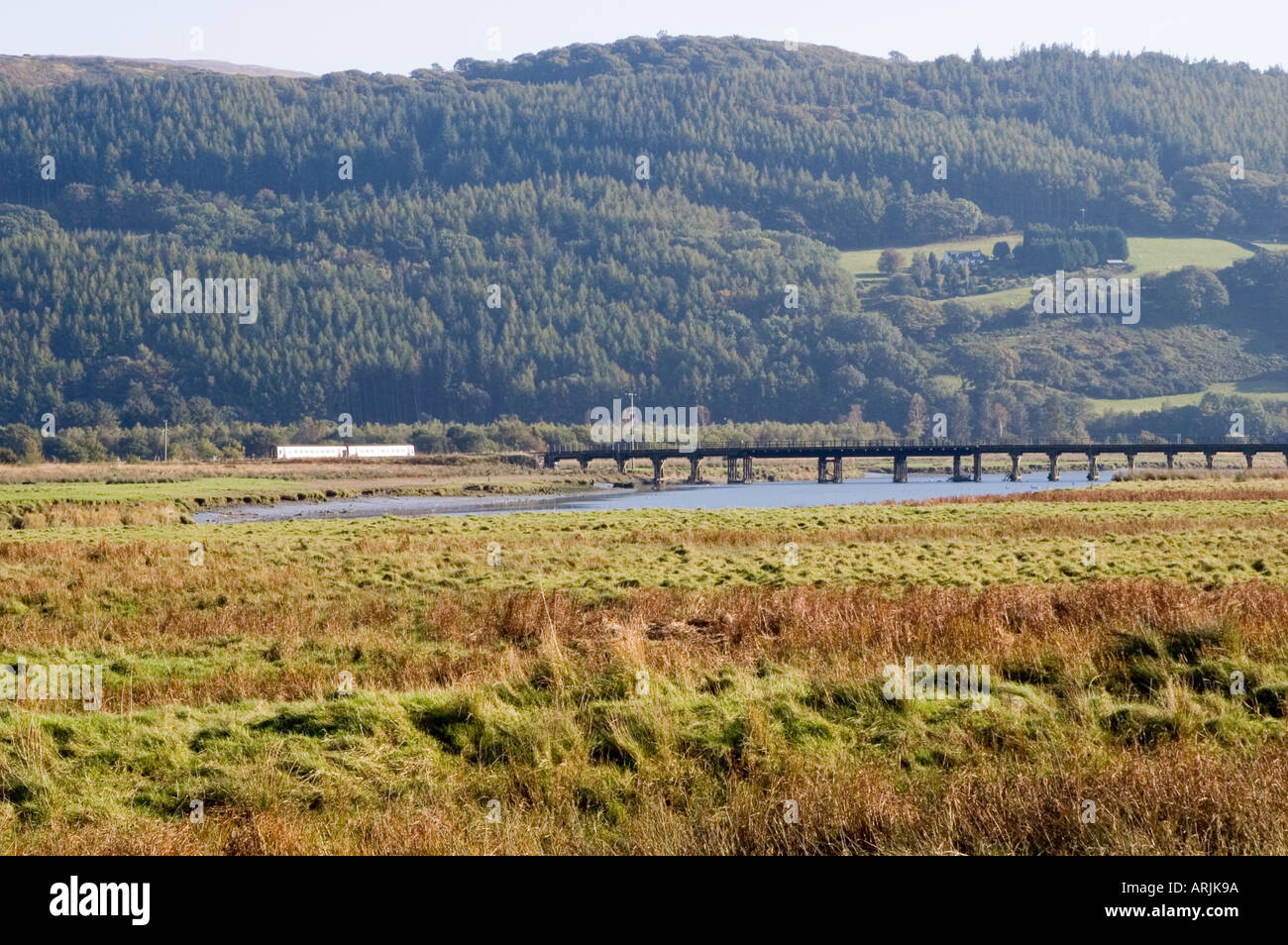 Railway bridge crossing River Dovey Near Dovey Junction Station Stock ...