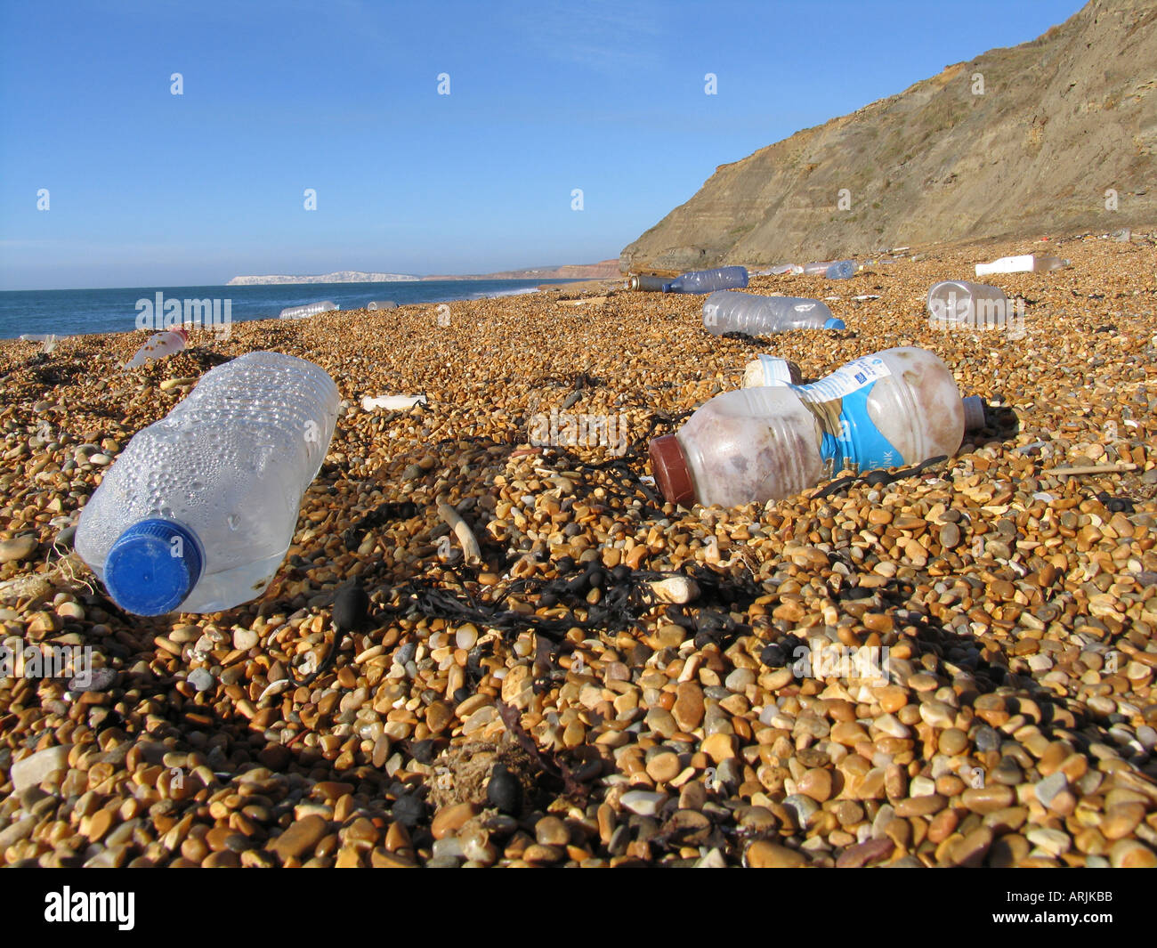 Rubbish on the beach Atherfield Isle of Wight UK Stock Photo - Alamy