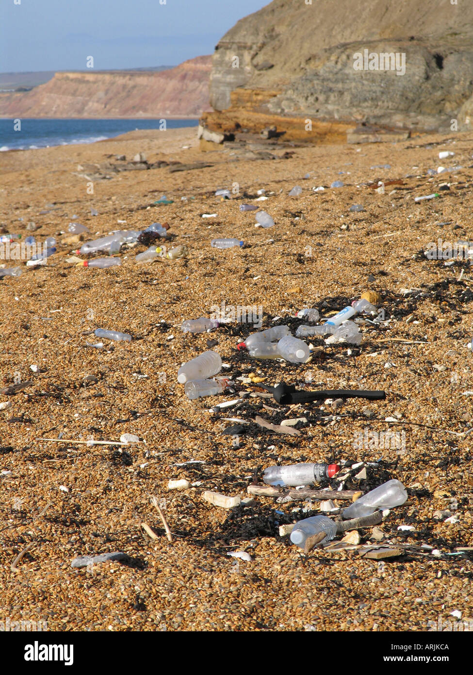 Rubbish on the beach Atherfield Isle of Wight UK Stock Photo - Alamy