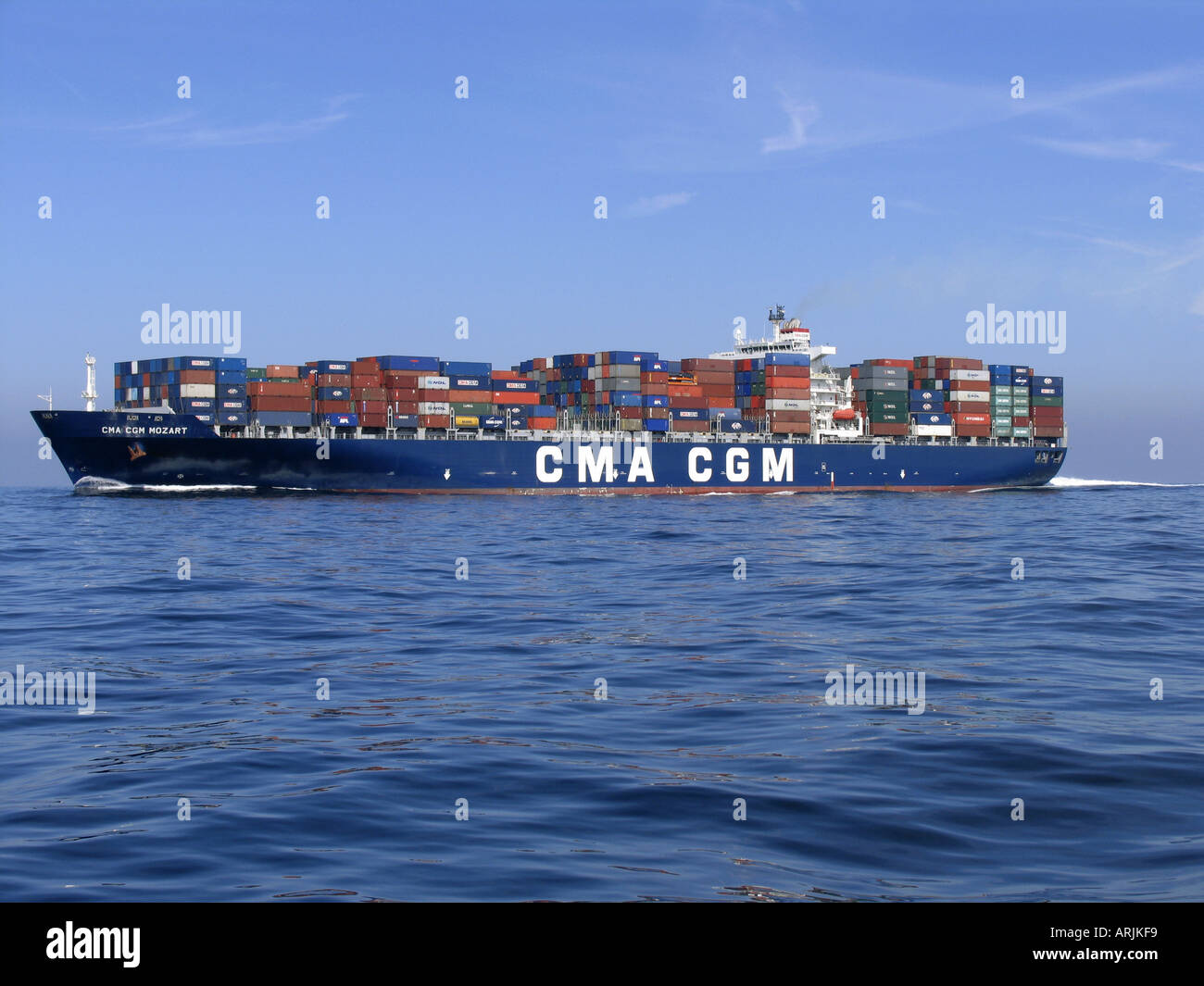 Container Ship, CMA CGM Mozart, underway in the English Channel ...