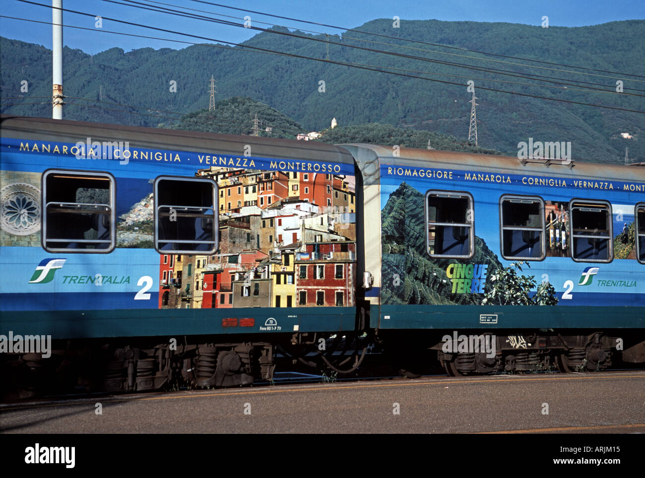 The Cinque Terre train at Levanto Stock Photo - Alamy