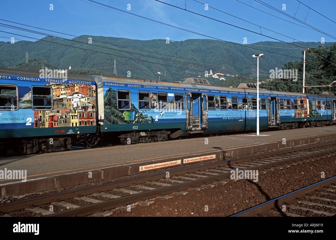The Cinque Terre train at Levanto Stock Photo - Alamy