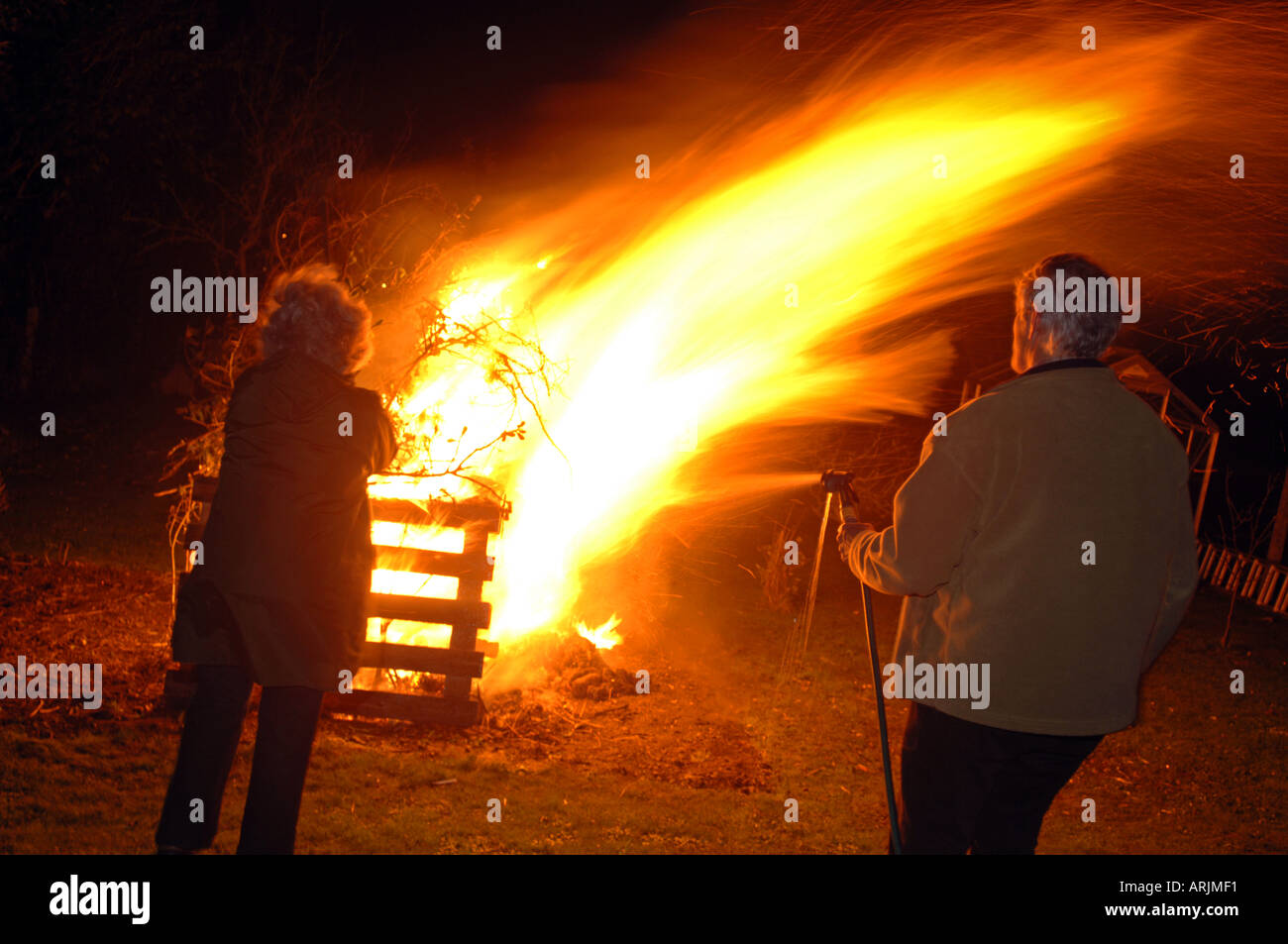Out of control bonfire on bonfire night England UK Stock Photo - Alamy