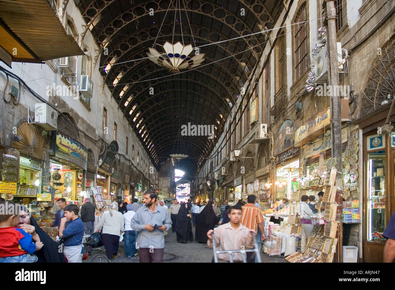 Main street of covered bazaar, al-Hamidiyya souk, souq, district of ...
