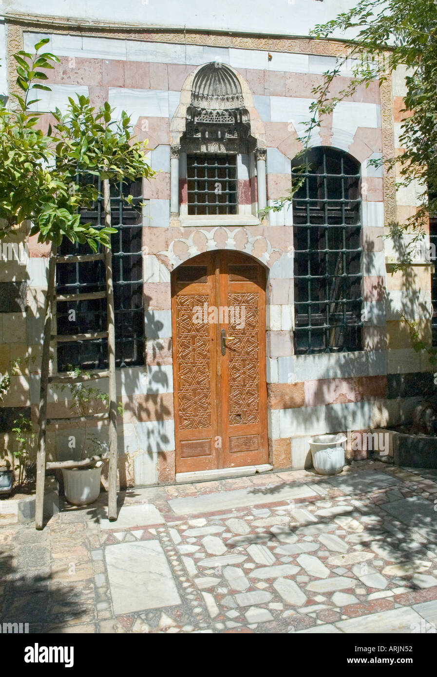 Calm cool, courtyard, old merchant house, al-Hamidiyya souk district of ...