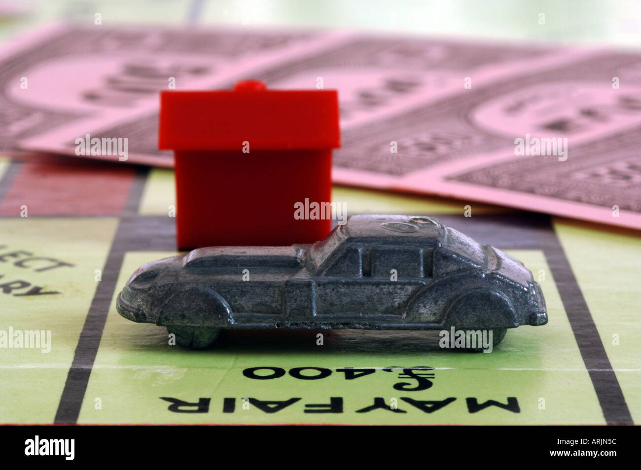 The car on Mayfair in a game of Monopoly Stock Photo - Alamy