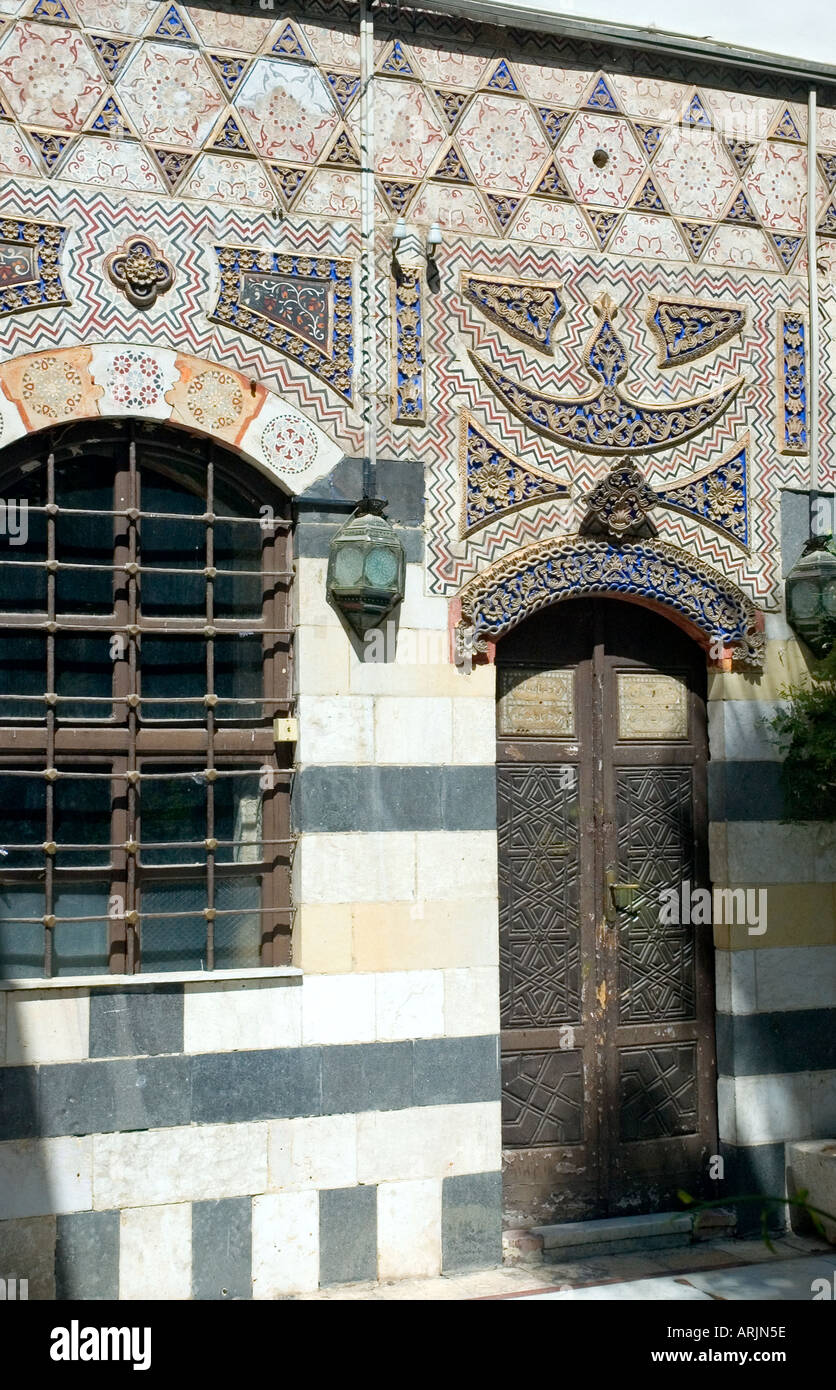 Window and door trim detail, old merchant house, al-Hamidiyya souk ...