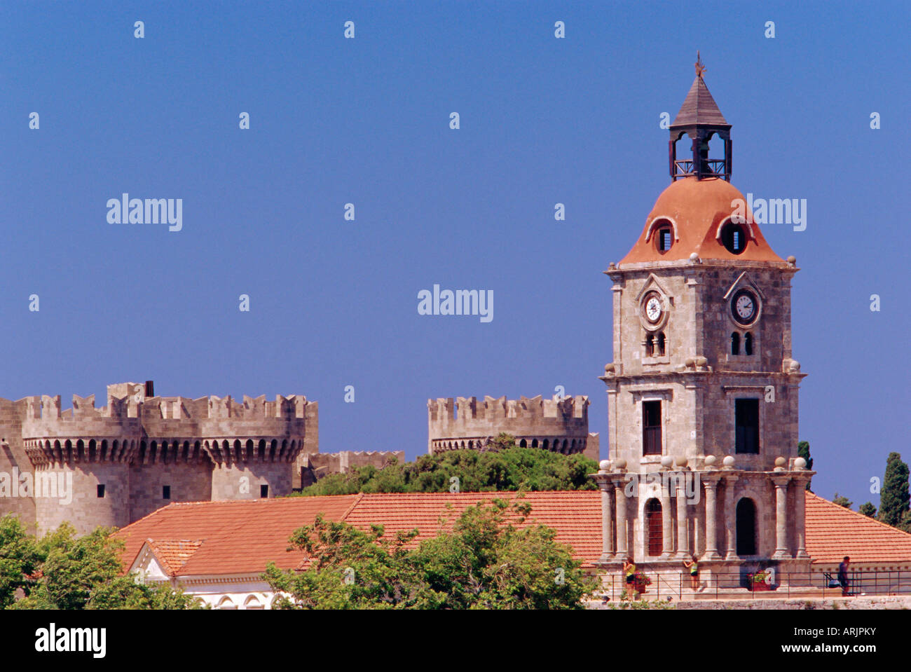Byzantine Clocktower and Palace of the Grand Masters, Rhodes City ...
