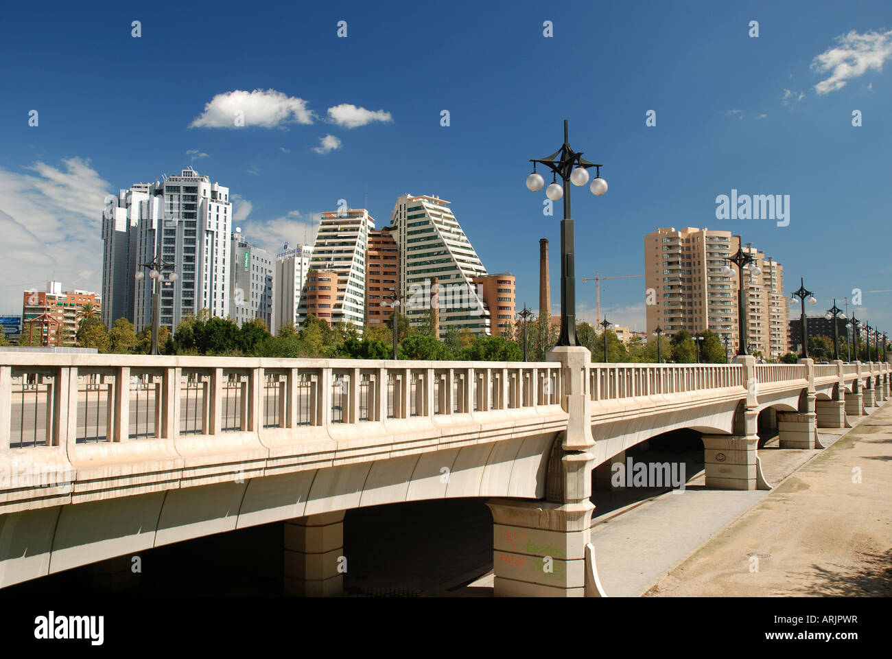 Bridge over the river Turia in Valencia, Spain Stock Photo - Alamy