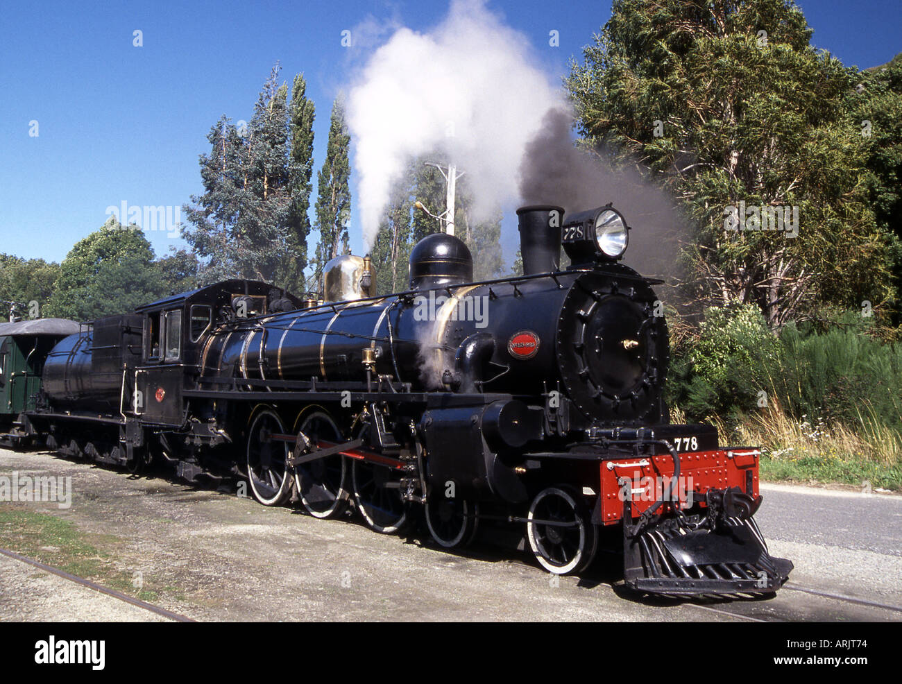 The Steam Locomotive KINGSTON FLYER at Kingston in the South Island of ...