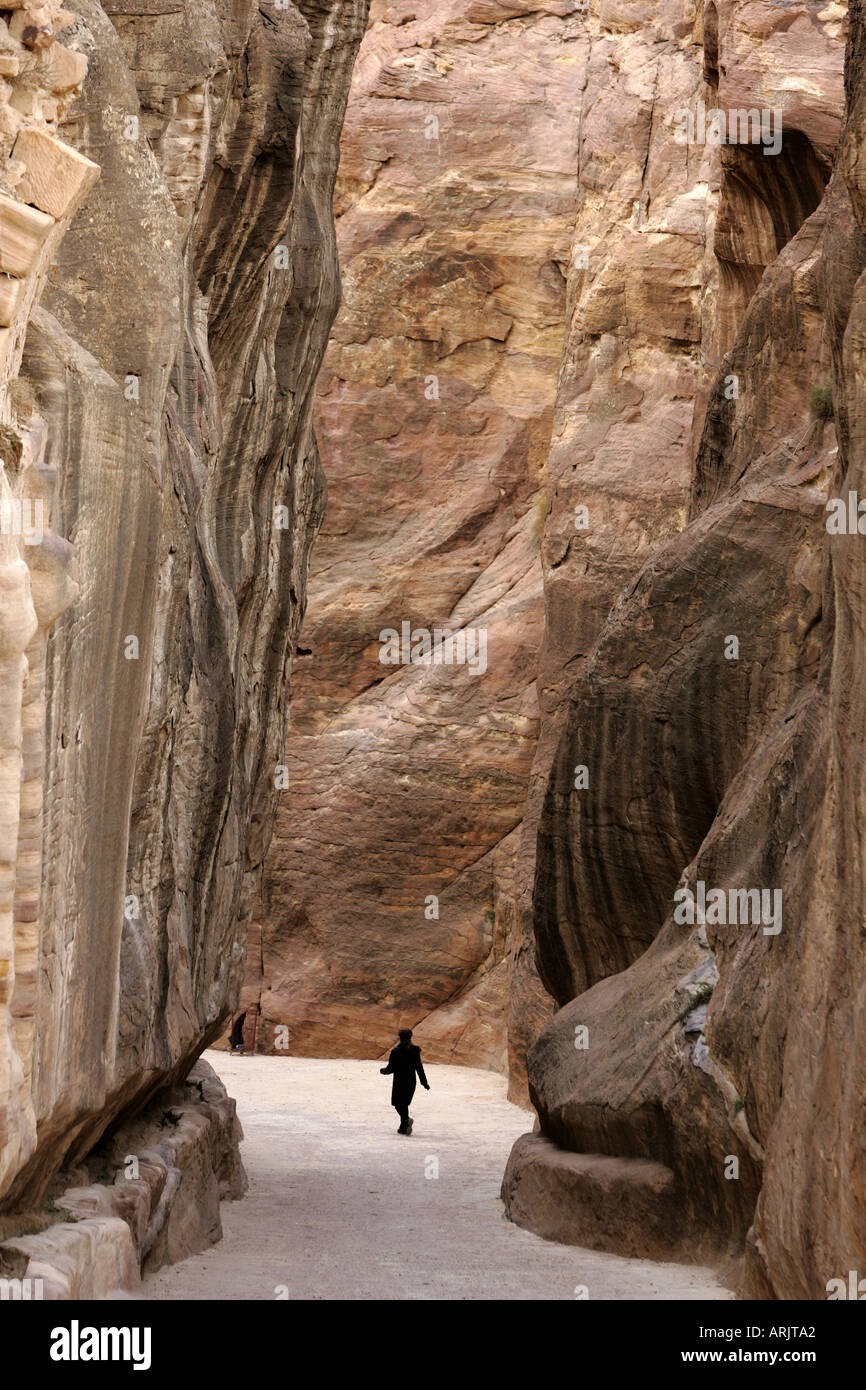 JOR, Jordan, Petra: The Siq, a 1,2 Kilometer long gorge, 100 Meters ...