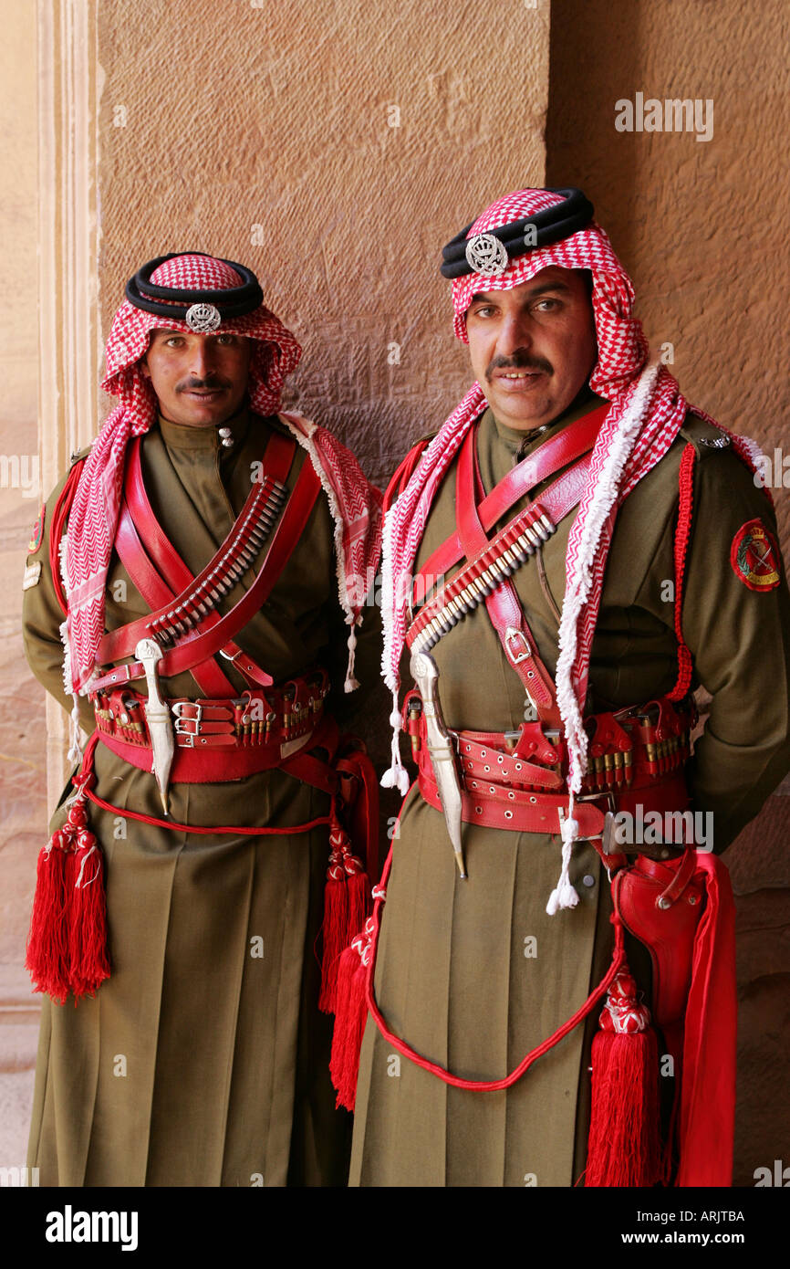 JOR, Jordan, Petra: Member of the desert police at the treasury ...
