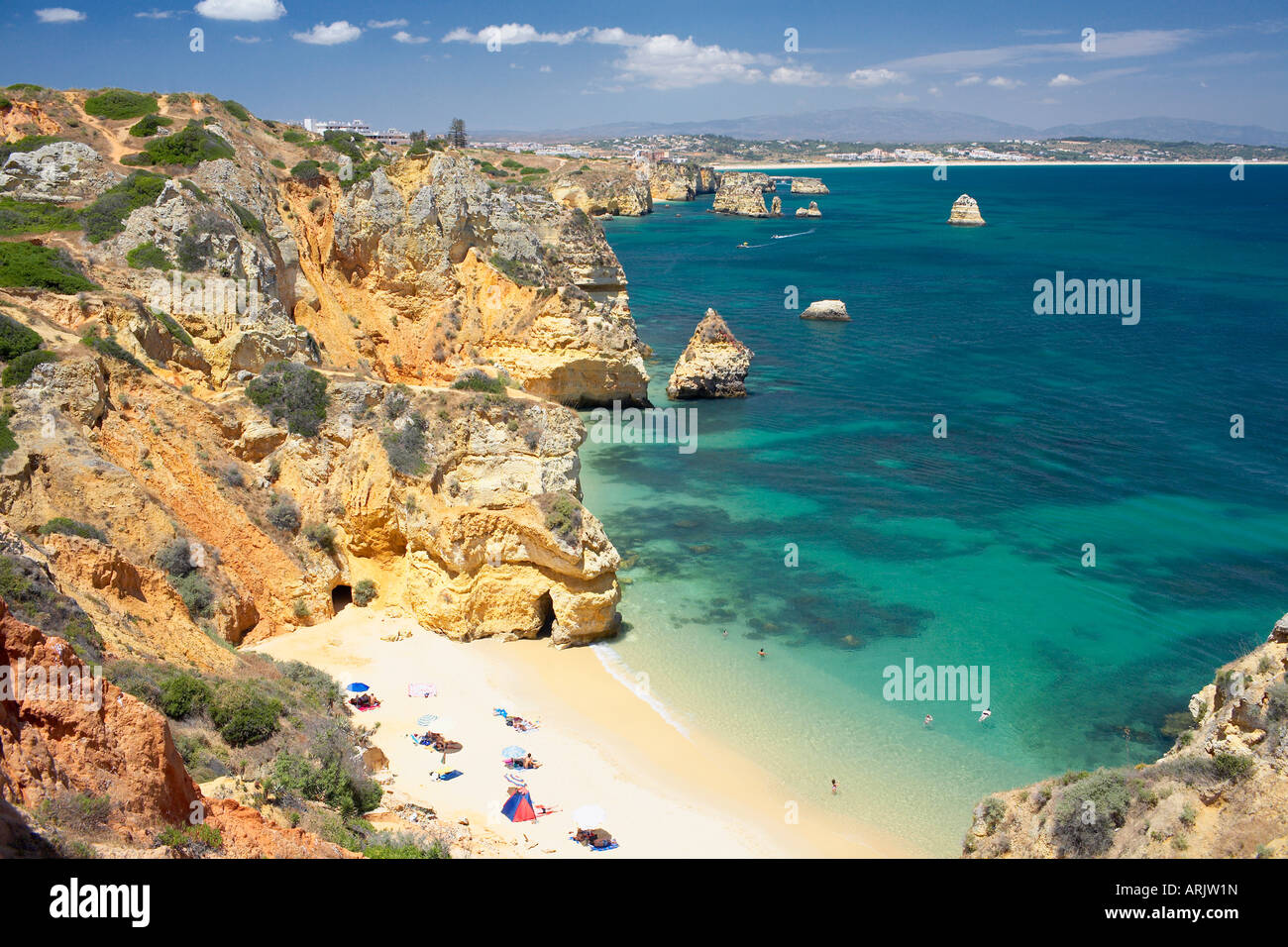 Praia do Camilo (Camilo beach) and coastline, Lagos, Western Algarve ...