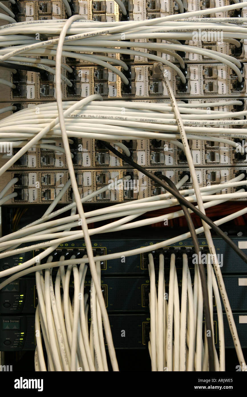 DEU, Germany : Cable of a computer server center of a company Stock ...