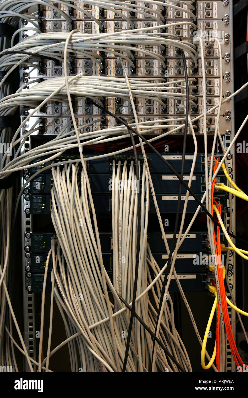 DEU, Germany : Cable of a computer server center of a company Stock ...