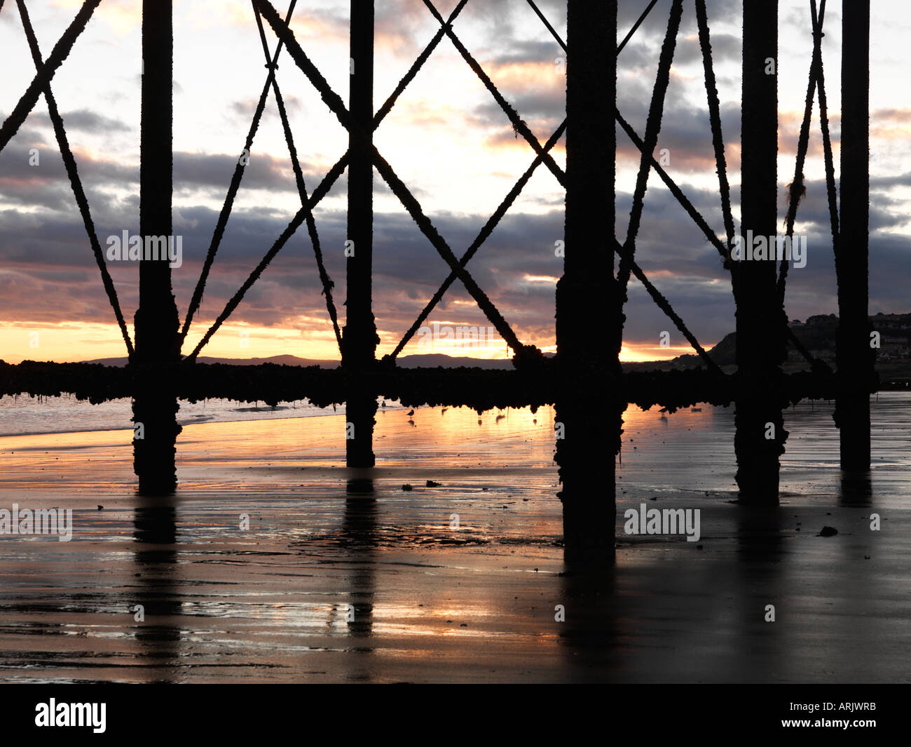 Dramatic Skies at Sunrise at Rhos-on-Sea Beach and Pier, Wales, Summer ...
