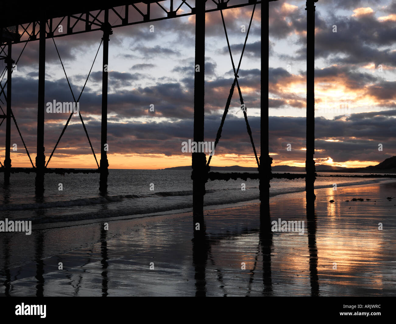 Dramatic Skies at Sunrise at Rhos-on-Sea Beach and Pier, Wales, Summer ...