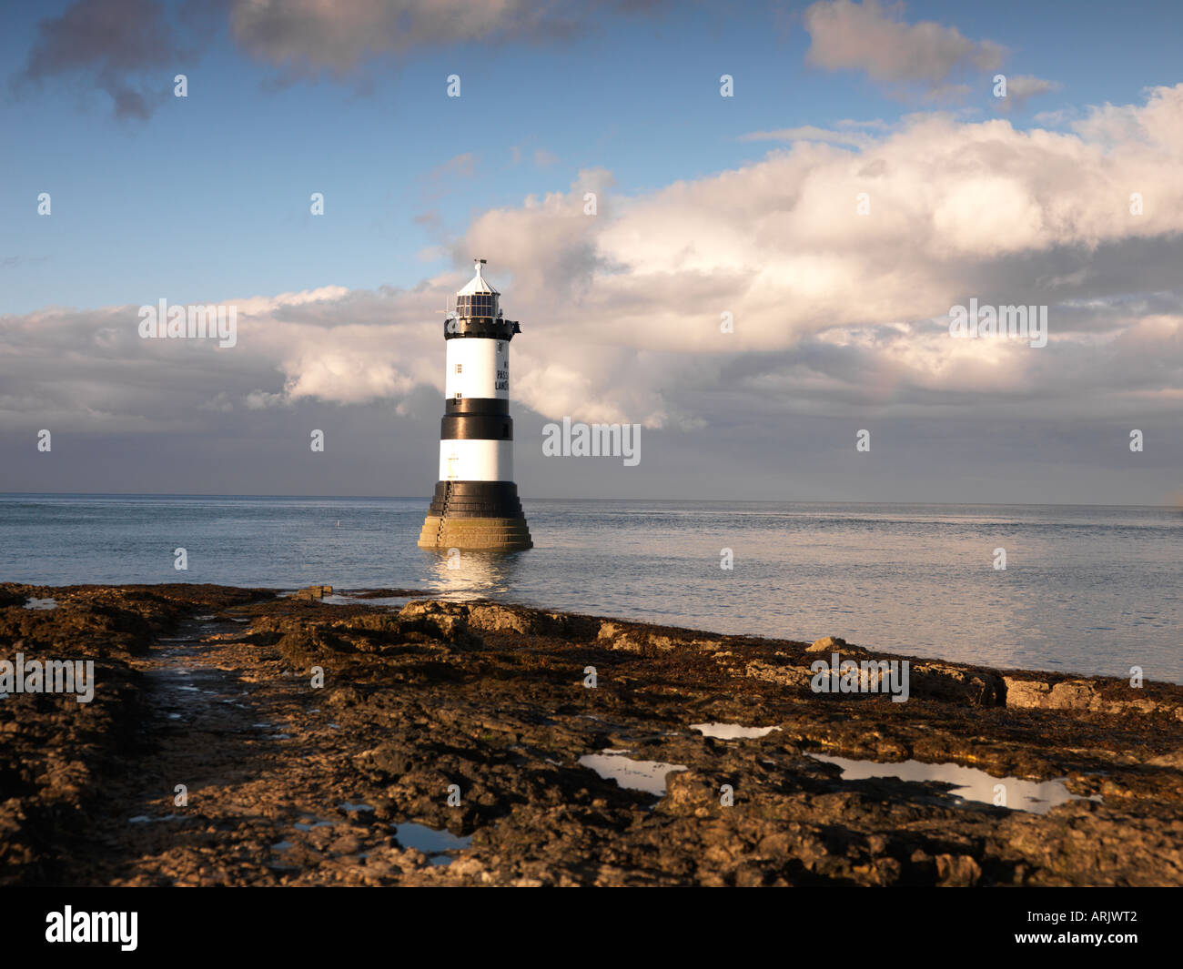 Anglesey Lighthouse and Puffin Island at Sunset, Wales, Summer, 2006 ...