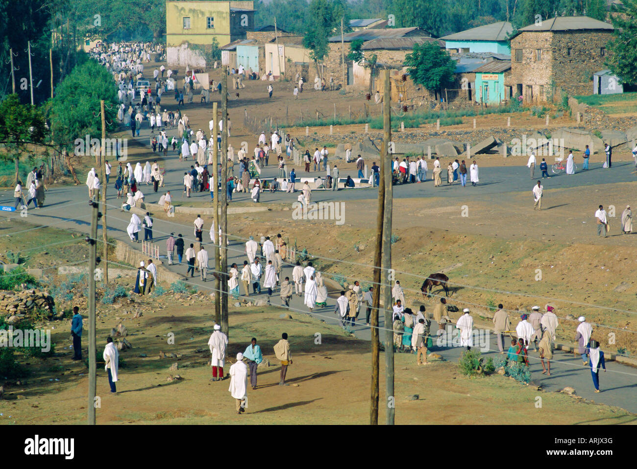 Pilgrims at the Easter Festival, Village of Axoum, Abyssinian region of ...