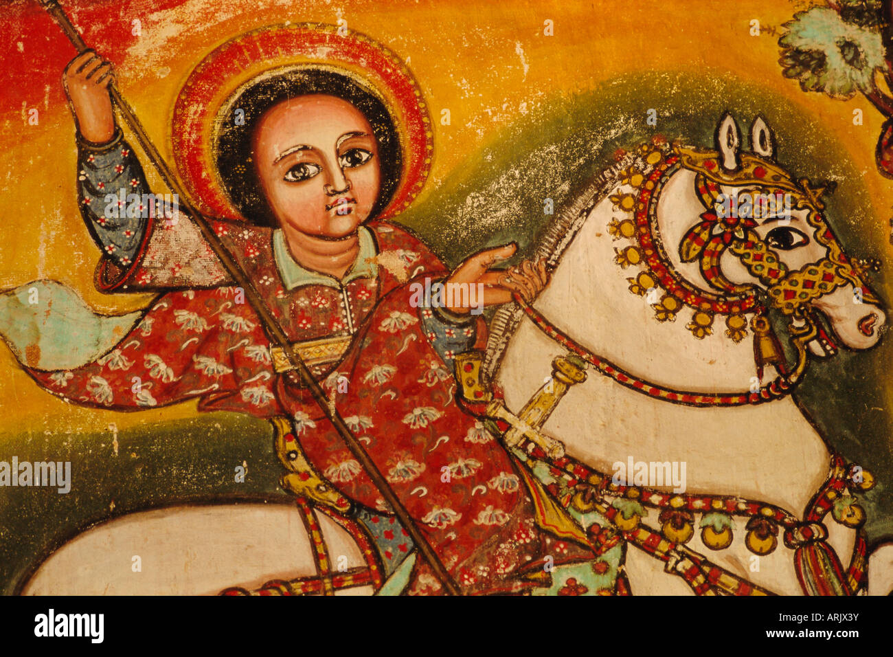 Mural painting in the Church of Narga Selassie,Dek Island on Lake Tana ...