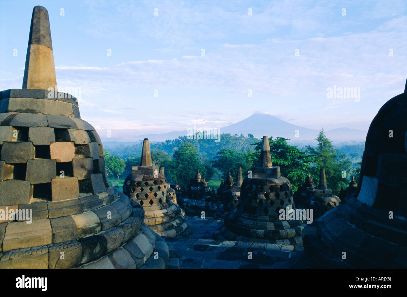 View of Arupadhatu, 8th Century Buddhist site of Borobudur, Java ...
