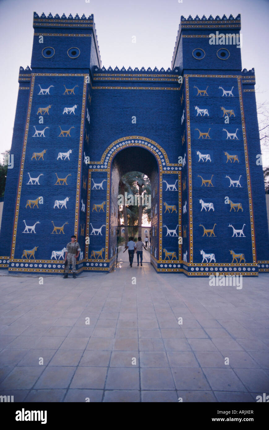 The reconstructed Ishtar Gate, Babylon, Iraq, Middle East Stock Photo ...