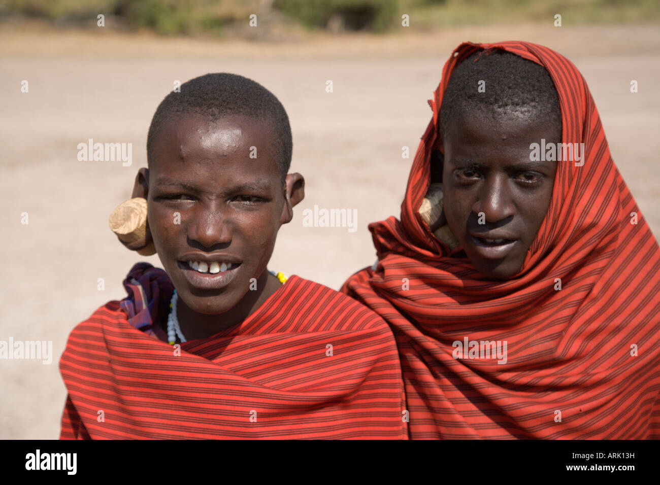 Image of two young male members of the Maasai tribe in Northern ...