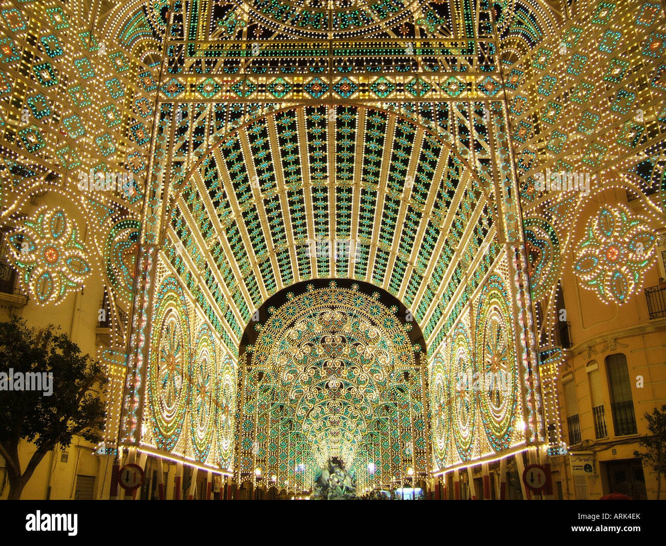 Decorative street lights. Las Fallas. Valencia. Spain Stock Photo - Alamy