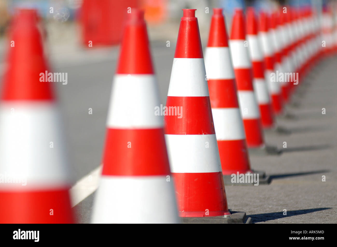 Symbolic photo: pylons at a construction site. Construction work ...